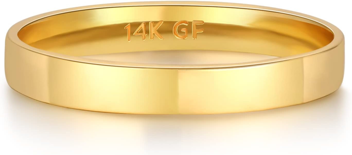 14K Gold Plated Ring Stacking Thin Plain Band Stackable Thumb Finger ...