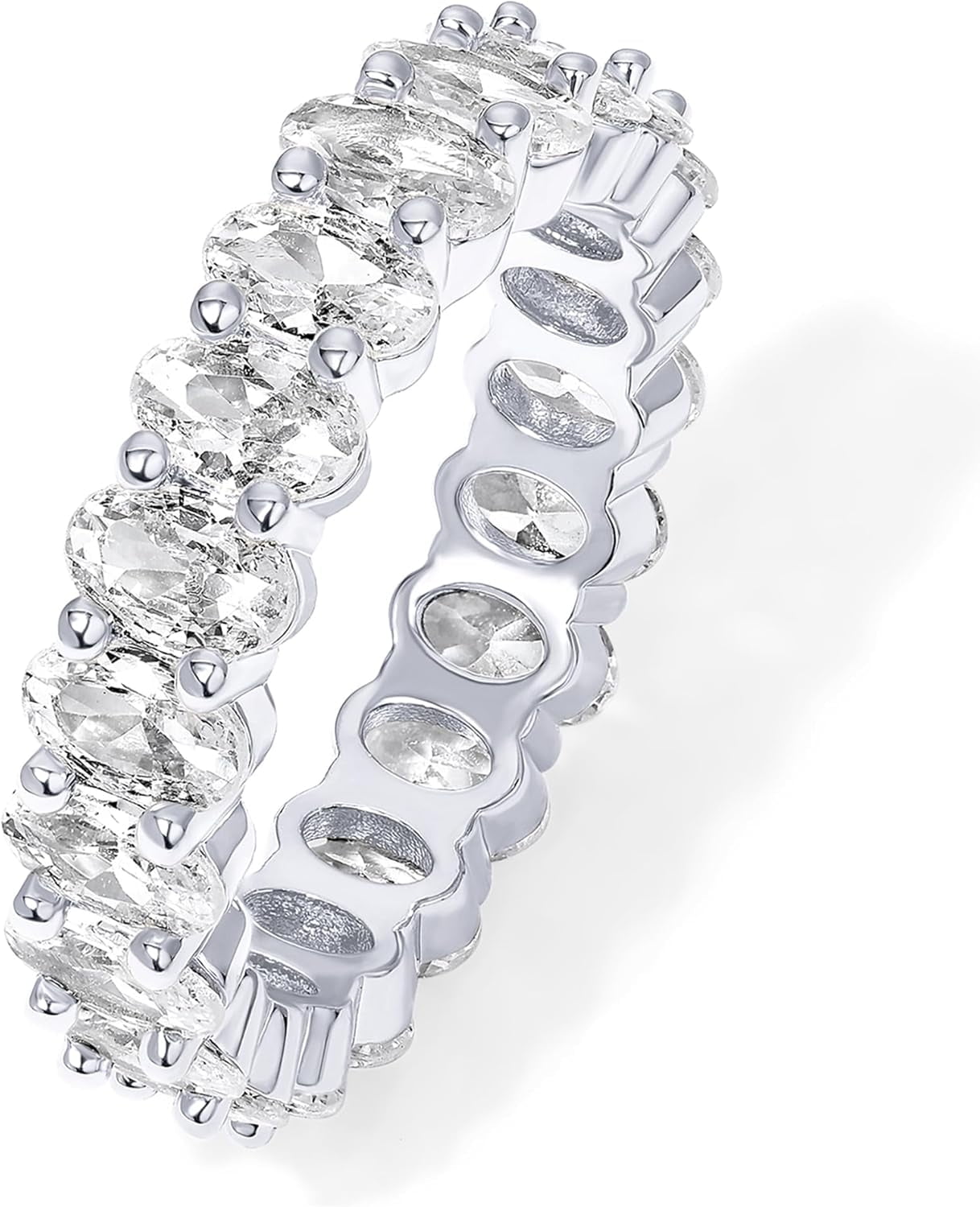 14K Gold Plated Rings Oval Cubic Zirconia Love Ring | Eternity Ring | 5Mm Stackable Rings for ...