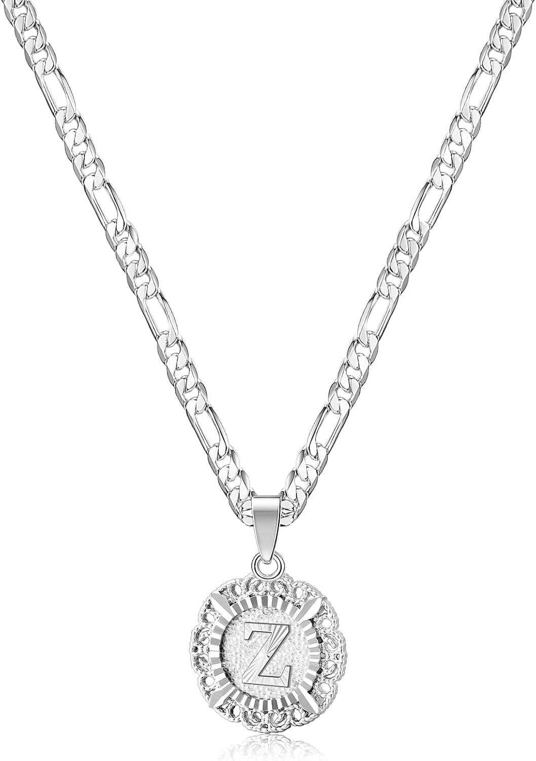 14K Gold Plated Round Initial Necklace - Capital Monogram Pendant with ...