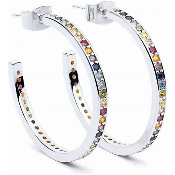 14K Gold Plated S925 Sterling Silver Post Chunky Gold Hoops Earrings ...