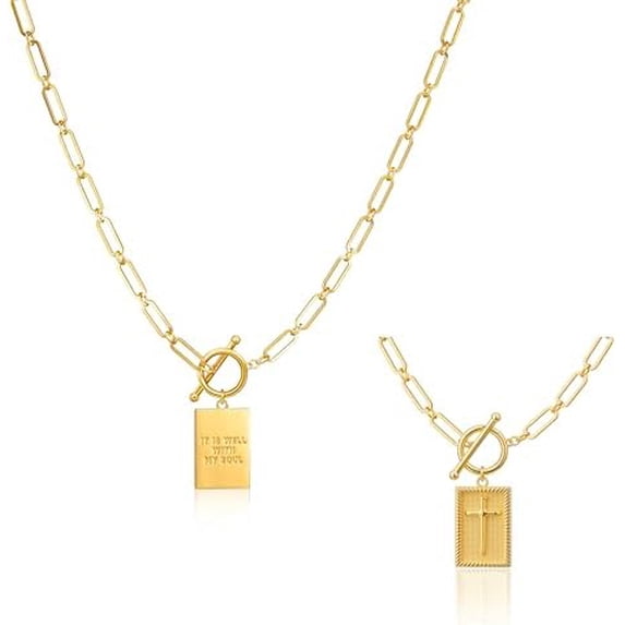 14K Gold Plated and Silver Plated Cross Necklace for Women, Non-Tarnish ...