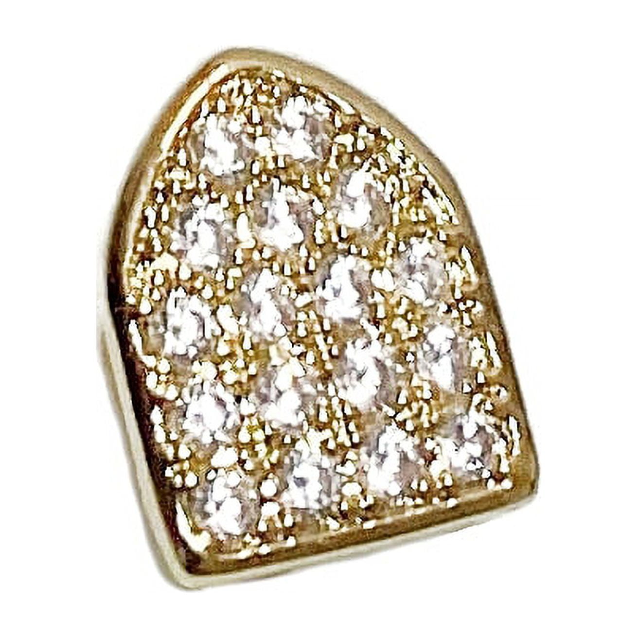 14K Gold Plated Single Iced Cap Premium Grillz CZ Flooded Out Micro ...