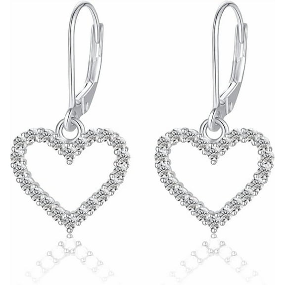 Sunburst Heart Dangle Hoop Earrings, 18K Gold Plated hypoallergenic ...