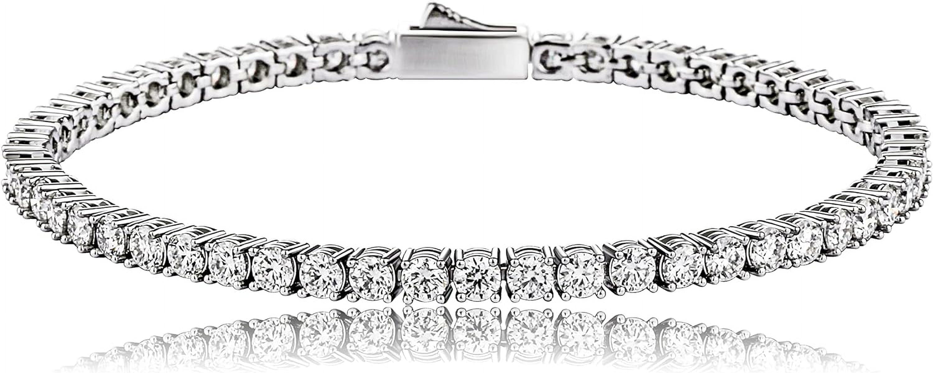 14K Gold Plated Tennis Bracelet for Men & Women – 1-Row Iced Out Cubic Zirconia Bracelet, 3/4/5 ...