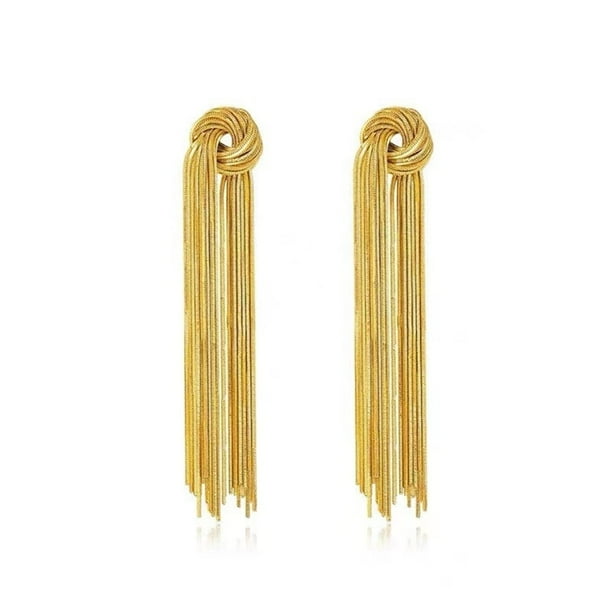 Zetshion 14K Gold Plated Threader Tassel Dangle Drop Stud Earrings Long Bar Sterling Silver Post Jewelry Gifts for Women Women s Size One Size