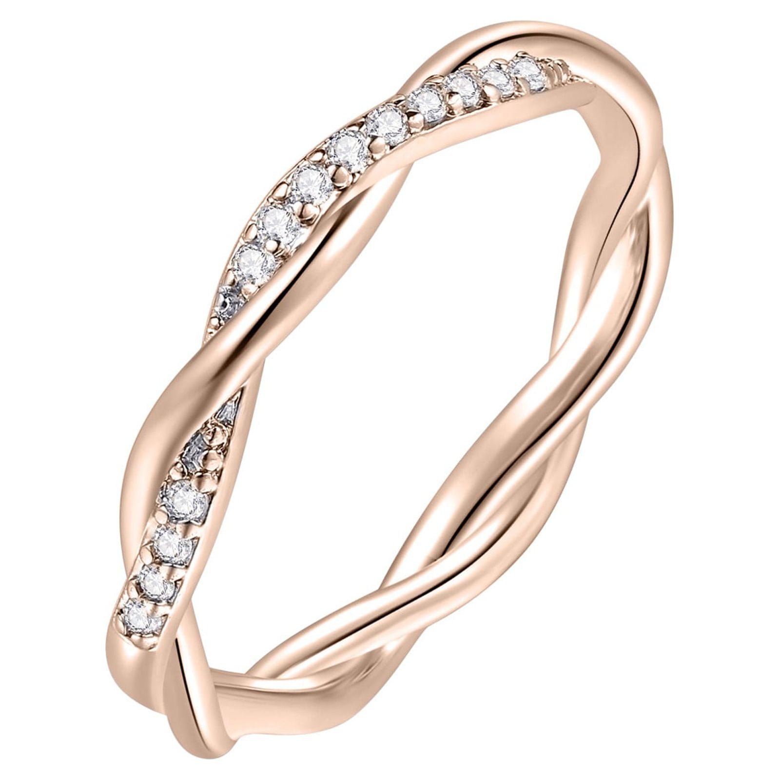 14k Gold Plated Twisted Cubic Zirconia Ring Jewelry 925 Sterling Silver