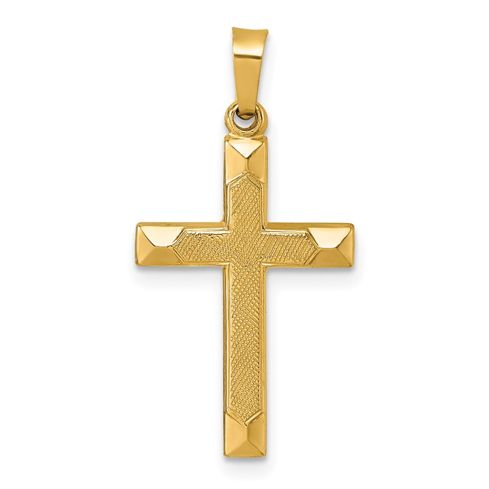 14K Gold Polished And Textured Cross Pendant - Walmart.com
