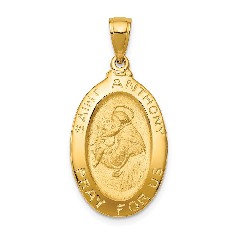 14K Gold Saint Anthony Oval Medal Hollow Pendant - Walmart.com