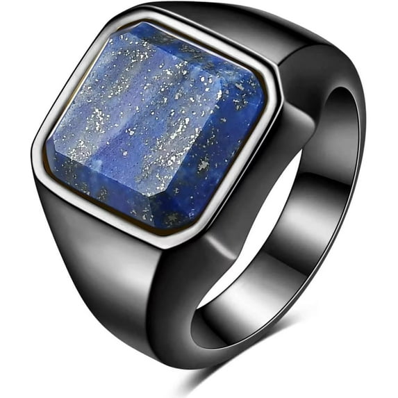 14K Gold/Silver Plated Square Signet Ring Hombre Statement classical ...