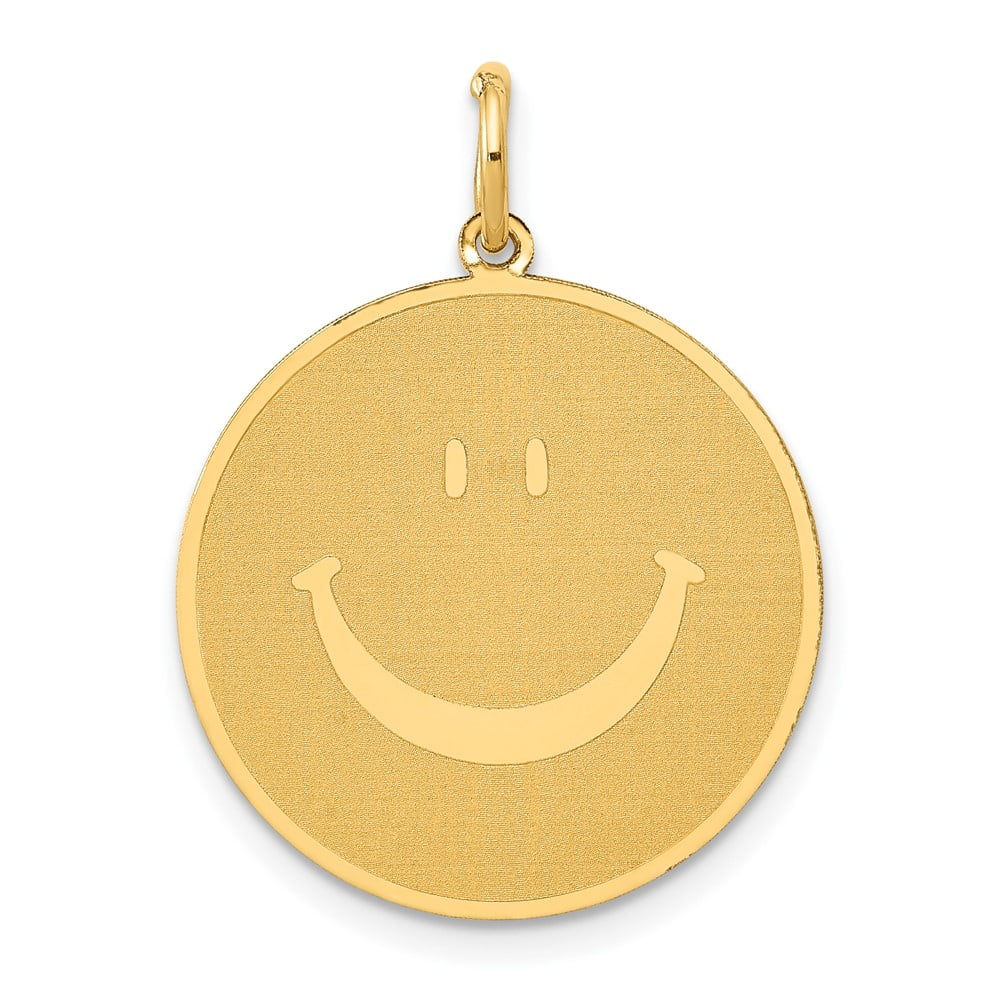 14K Gold Solid Polished Smiley Face Pendant - Walmart.com