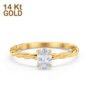 14k White Italian Gold Round 1 ct CZ Classic Solitaire Engagement Ring - Walmart.com