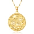 14K Gold Sunflower Necklace 14K Solid Yellow Gold Coin Sunflower ...