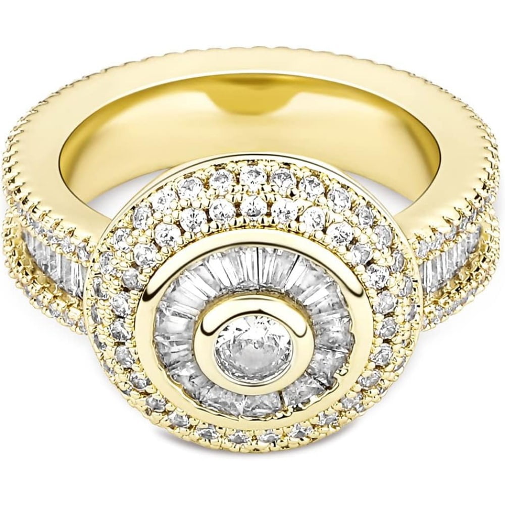 14K Gold Trapezoid Emerald Cut Mossanite Ring, Round Hip-Hop Vintage ...