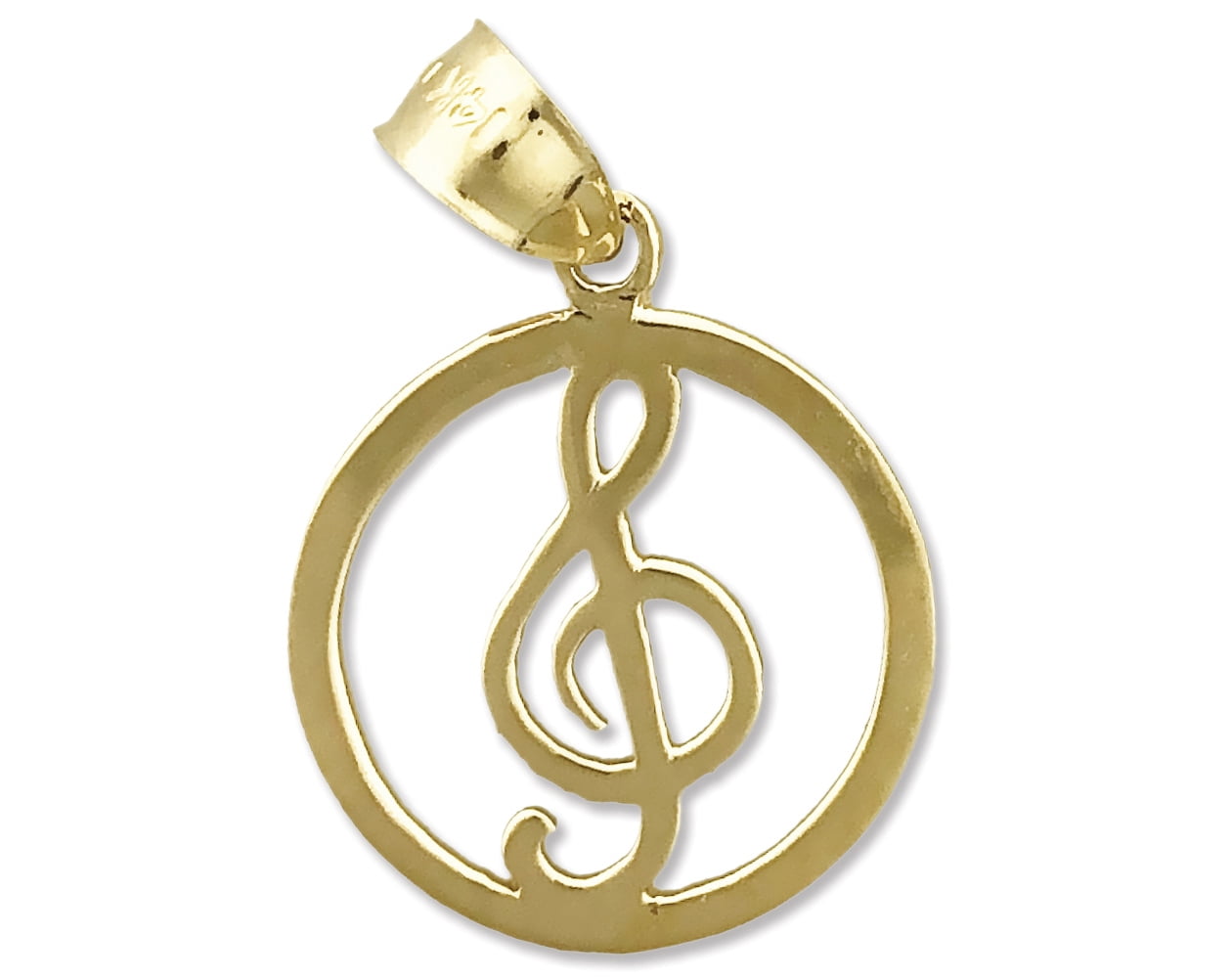 14K Gold Treble Clef In Circle Charm - Walmart.com