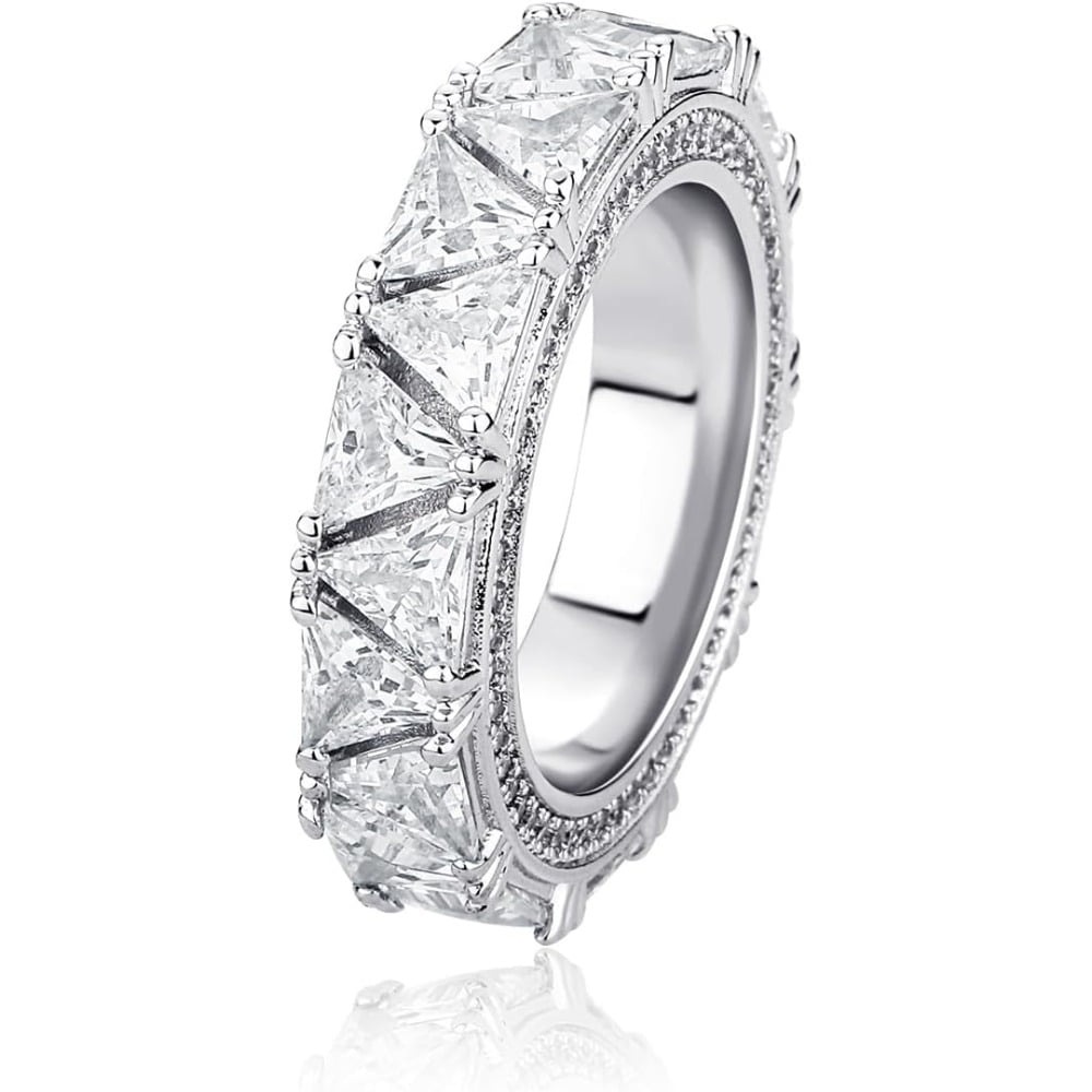 14K Gold Triangle Cut Mossanite Ring, Patchwork Hip-Hop Style Ring, A ...