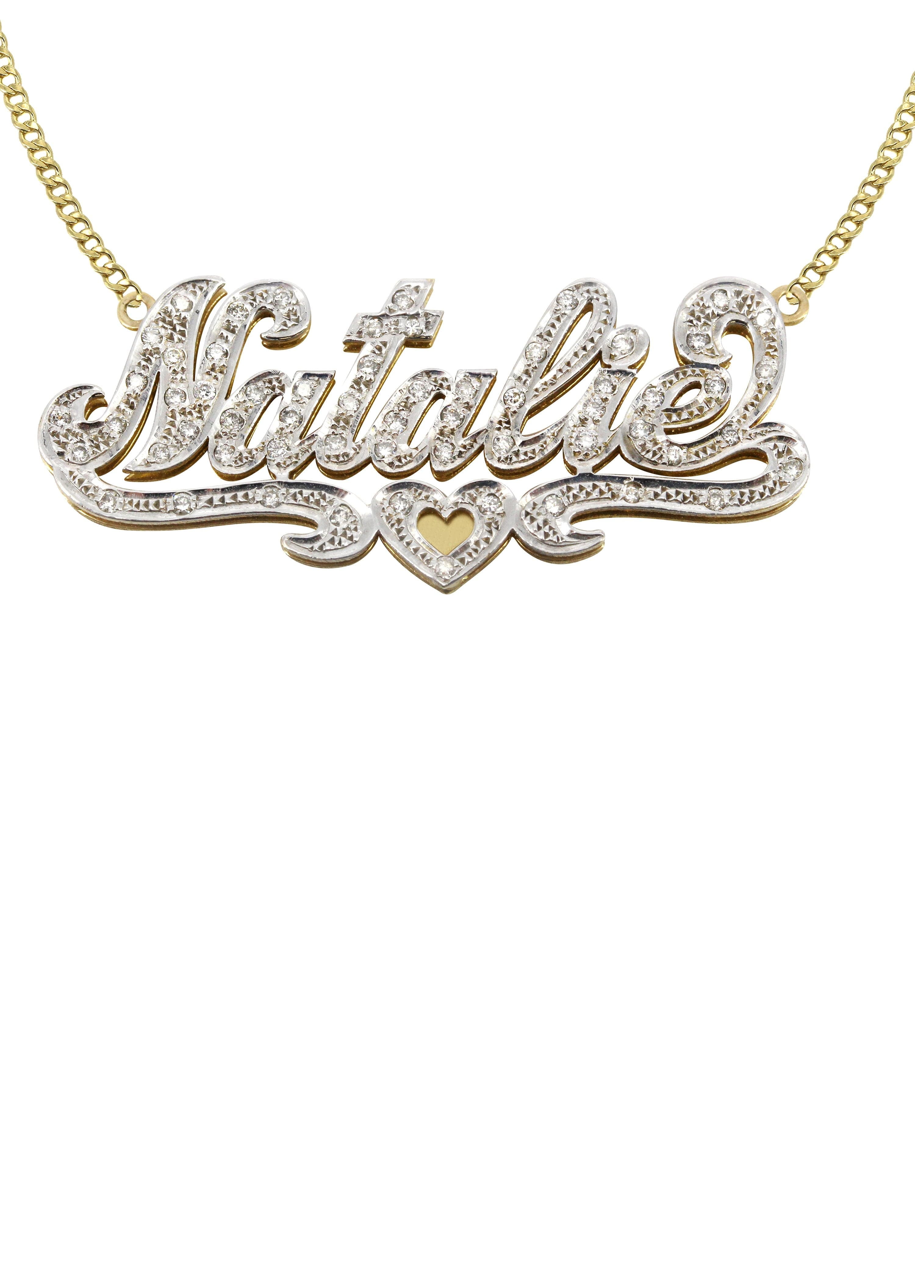 14K Gold Two Tone Diamonds Name Plate Necklace | Style #1 - Walmart.com