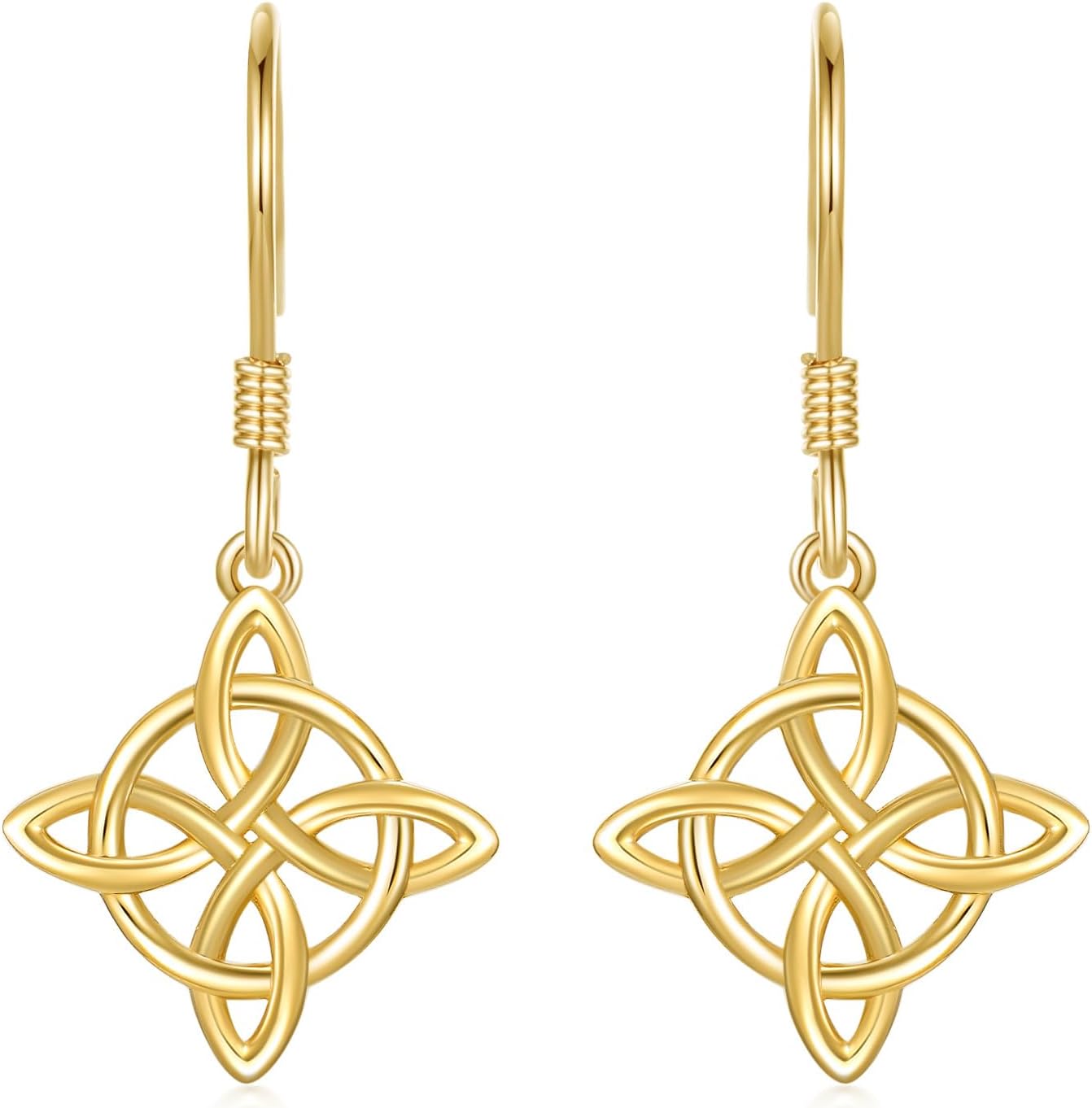 14K Gold Witch Knot Dangle Earrings for Women Yellow Gold Celtic Knot ...