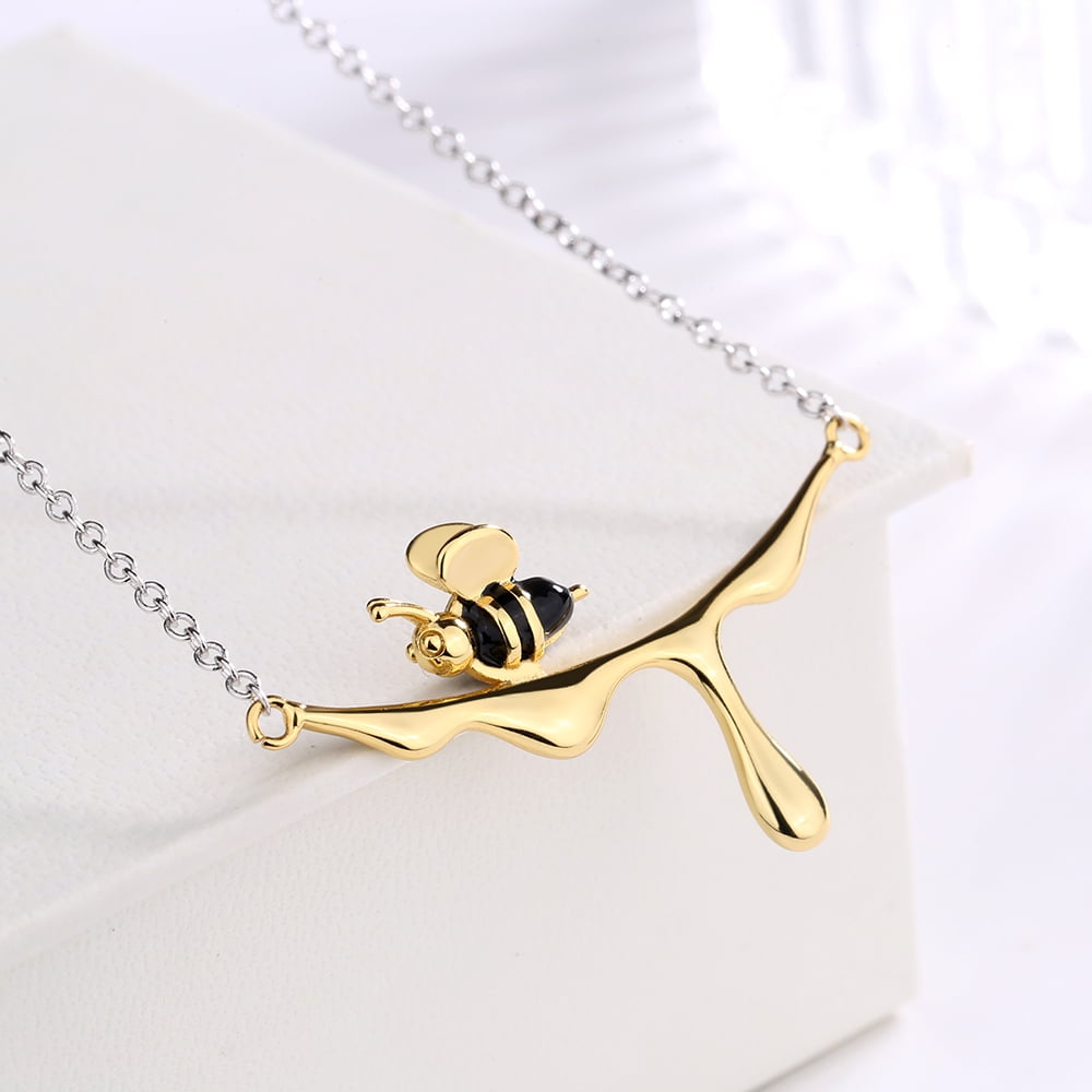 14K Gold and Sterling Silver Bee Pendant Necklace - Walmart.com