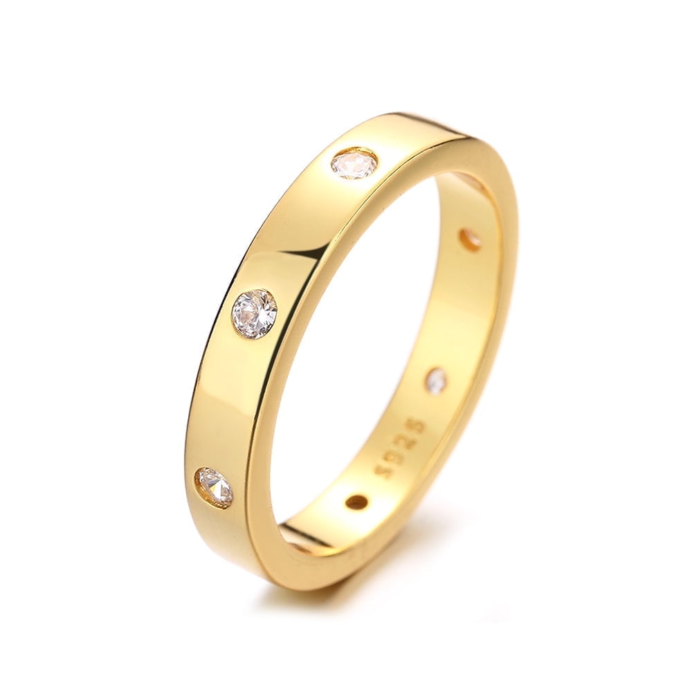 14K Gold plated thick Band Ring with crystals from Swarovski - Walmart.com