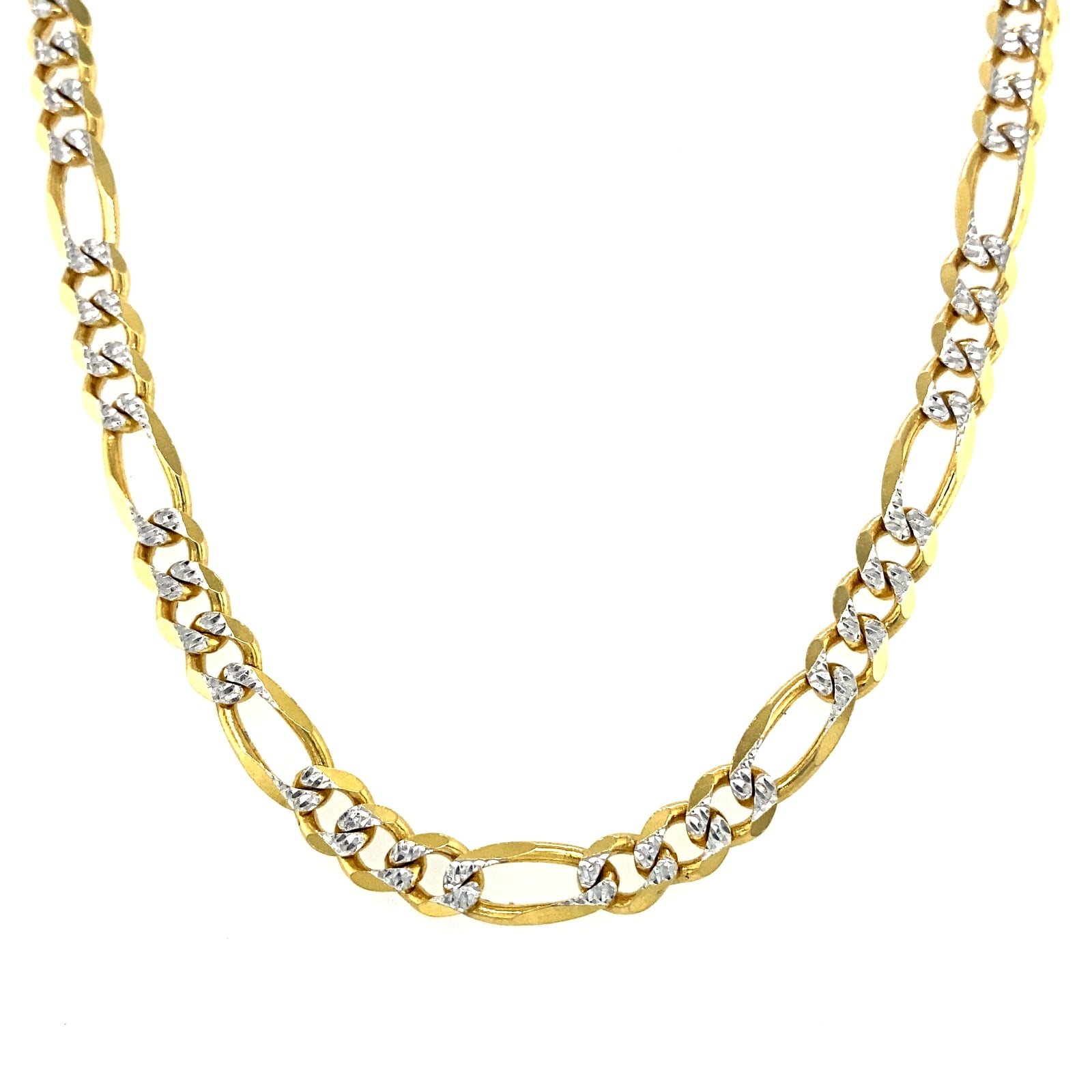14K Hollow Figaro White Pave Yellow Gold Chain (3, 22") - Walmart.com