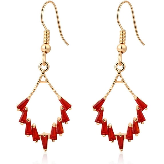 14K Plated Gold Dangle Earrings for Women Diamond Shaped Geometric ...