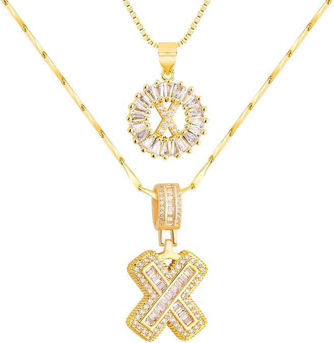 14K Plated Gold Initial Necklaces for Women Men,Alphabet Necklace,Gold ...