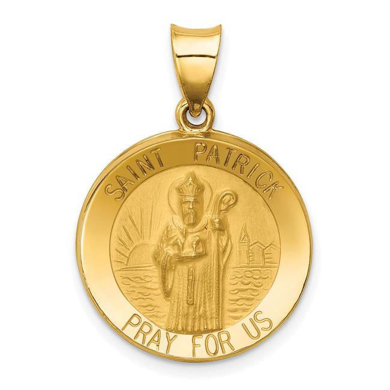 14K Polished & Satin St Patrick Medal Hollow Pendant - Walmart.com