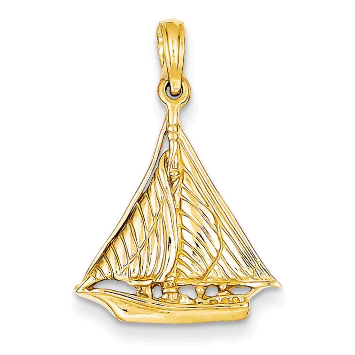 14K Polished and Textured Sailboat Charm K7892 - Walmart.com