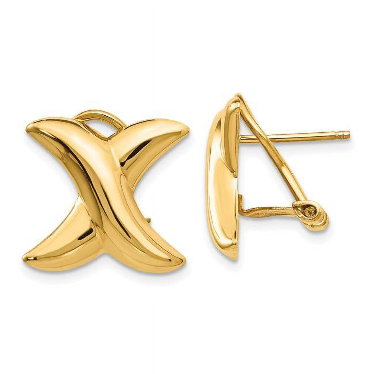 14K Polished x Omega Back Post Earrings - Walmart.com