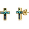 14K Real Gold Abalone Shell/Opal Cross Stud Real Gold Cross Jewelry ...