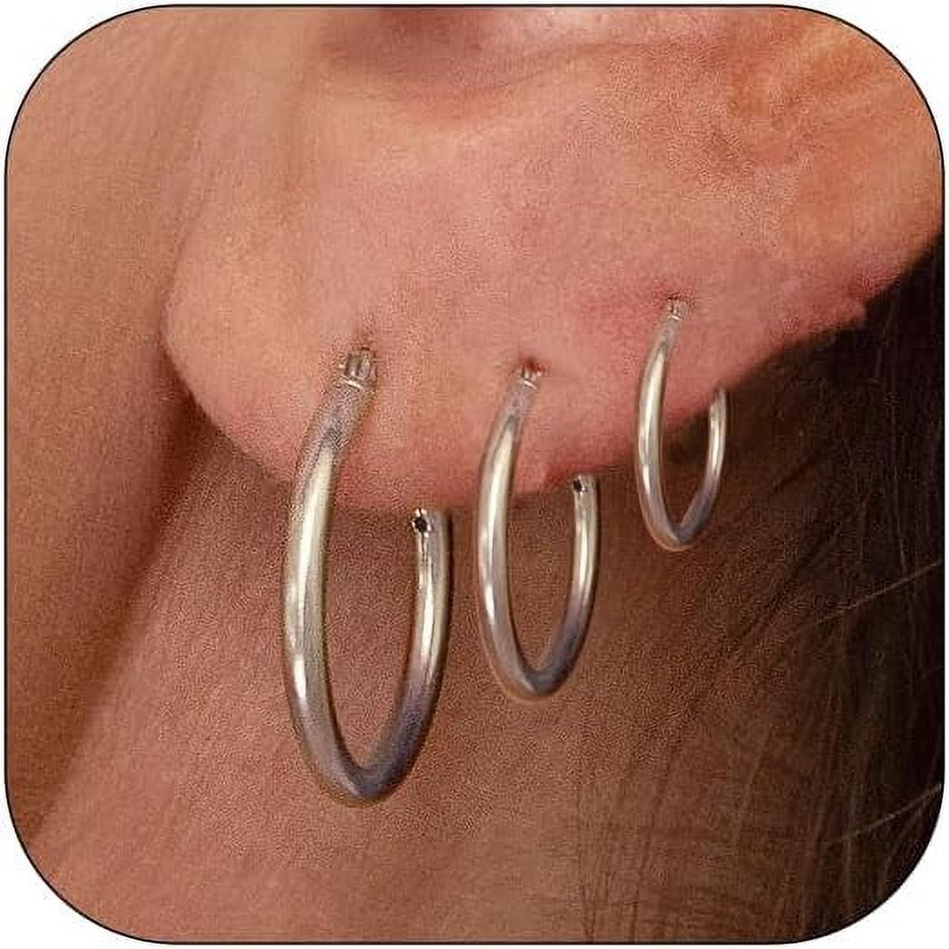 14K Real Gold Earring Sets for Women Dainty Gold Stud Earrings Set Non ...