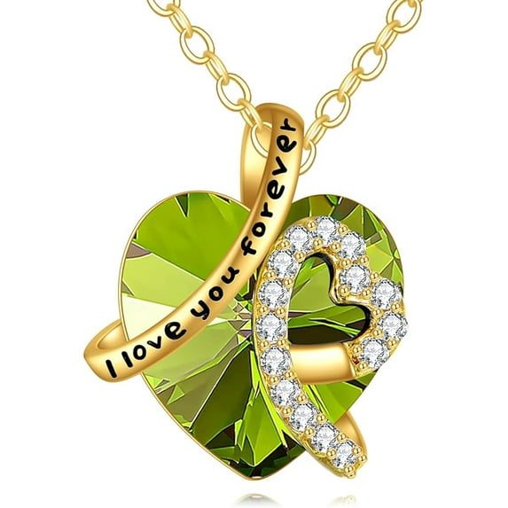 14K Real Gold I Love You Forever Necklace Solid Yellow Gold Heart ...