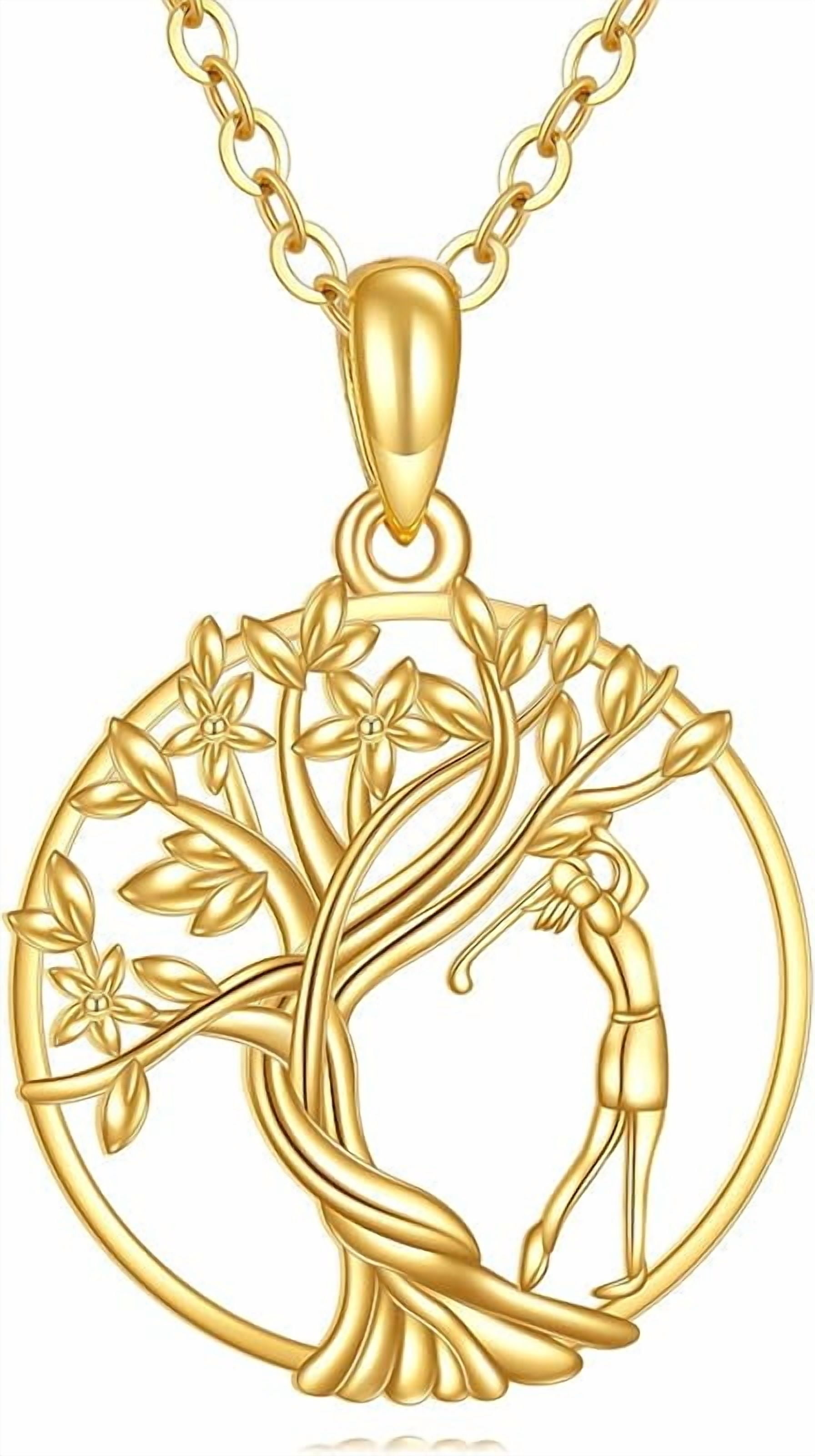 14K Real Solid Gold Tree of Life Pendant Necklace Sports Jewelry ...