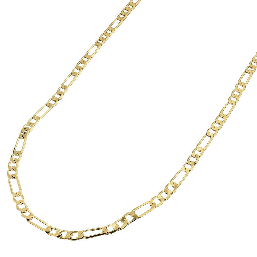 14K Real Solid Yellow Gold Figaro Chain 3mm Necklace High Polished 16 ...