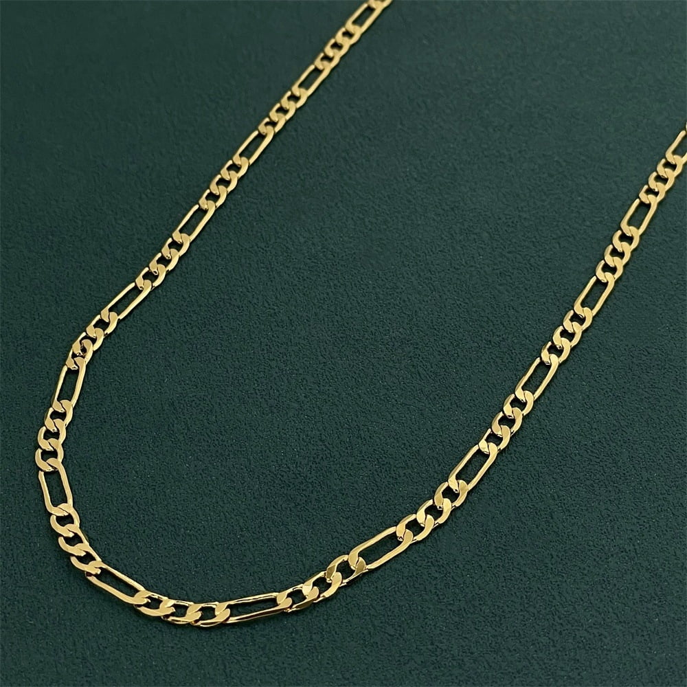 14K Real Solid Yellow Gold Figaro Chain 3mm Necklace High Polished 26 ...