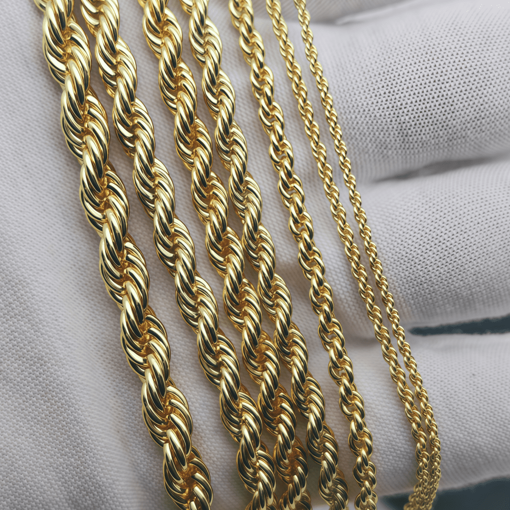 14K Real Solid Yellow Gold Twisted Rope Chain Necklace, Diamond Cut ...