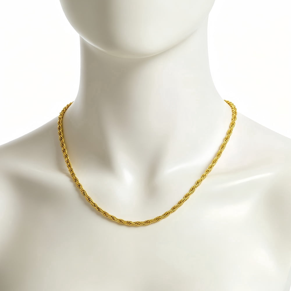 14K Real Solid Yellow Gold Twisted Rope Chain Necklace, Diamond Cut ...