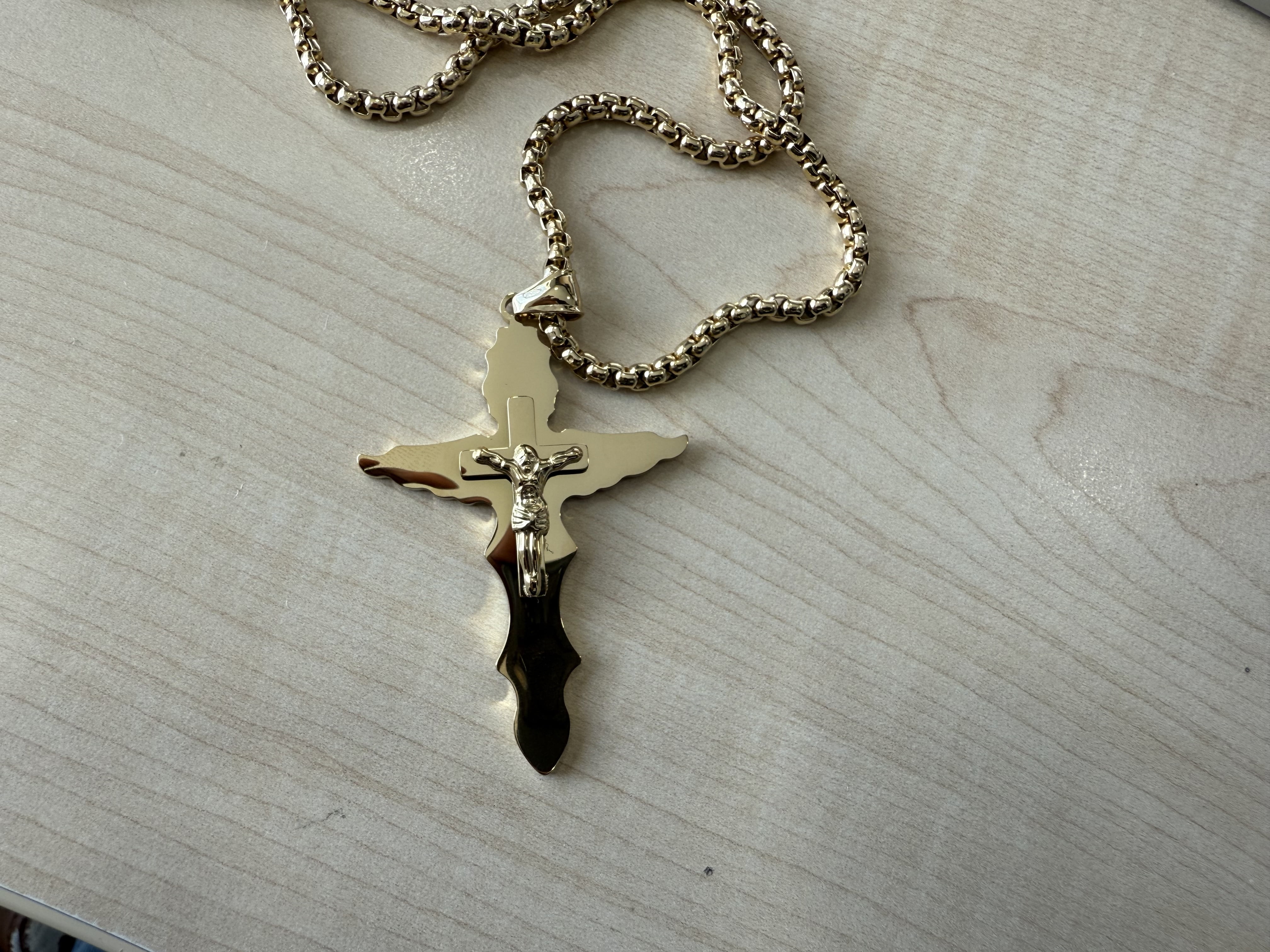 14K Rope Chain Gold Filled Cross Pendant Necklace for Men Women Wife ...