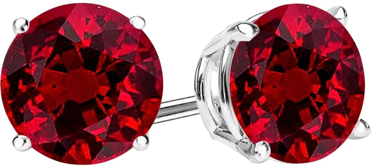 14K Rose Gold 1.49 Carat Natural Ruby Stud Earrings 4 Prong Push Back ...