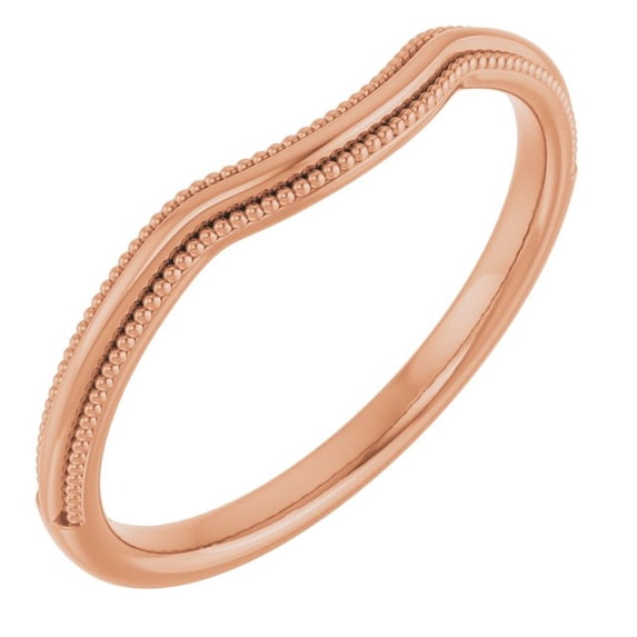 14K Rose Gold Beaded Edge Contour Band - Solid Gold Fine Jewelry ...