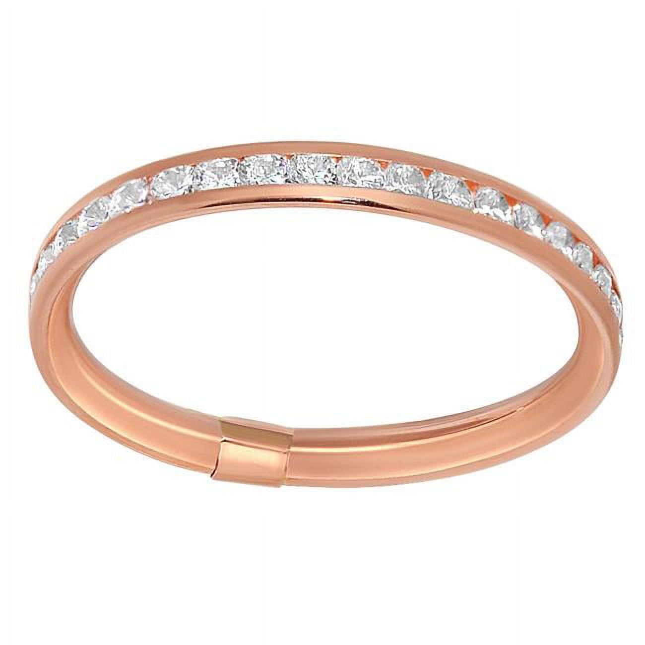 14K Rose Gold Channel-Set Round-Cut Cubic Zirconia Thin Eternity Band ...