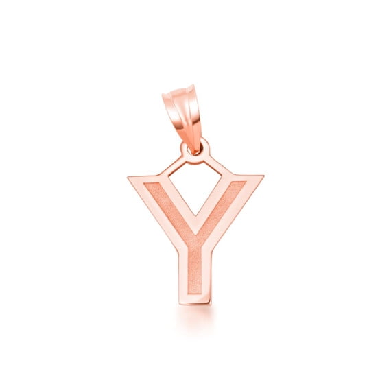 14K Rose Gold Personalized Letter "A-Z" Initial Satin Finish Pendant ...