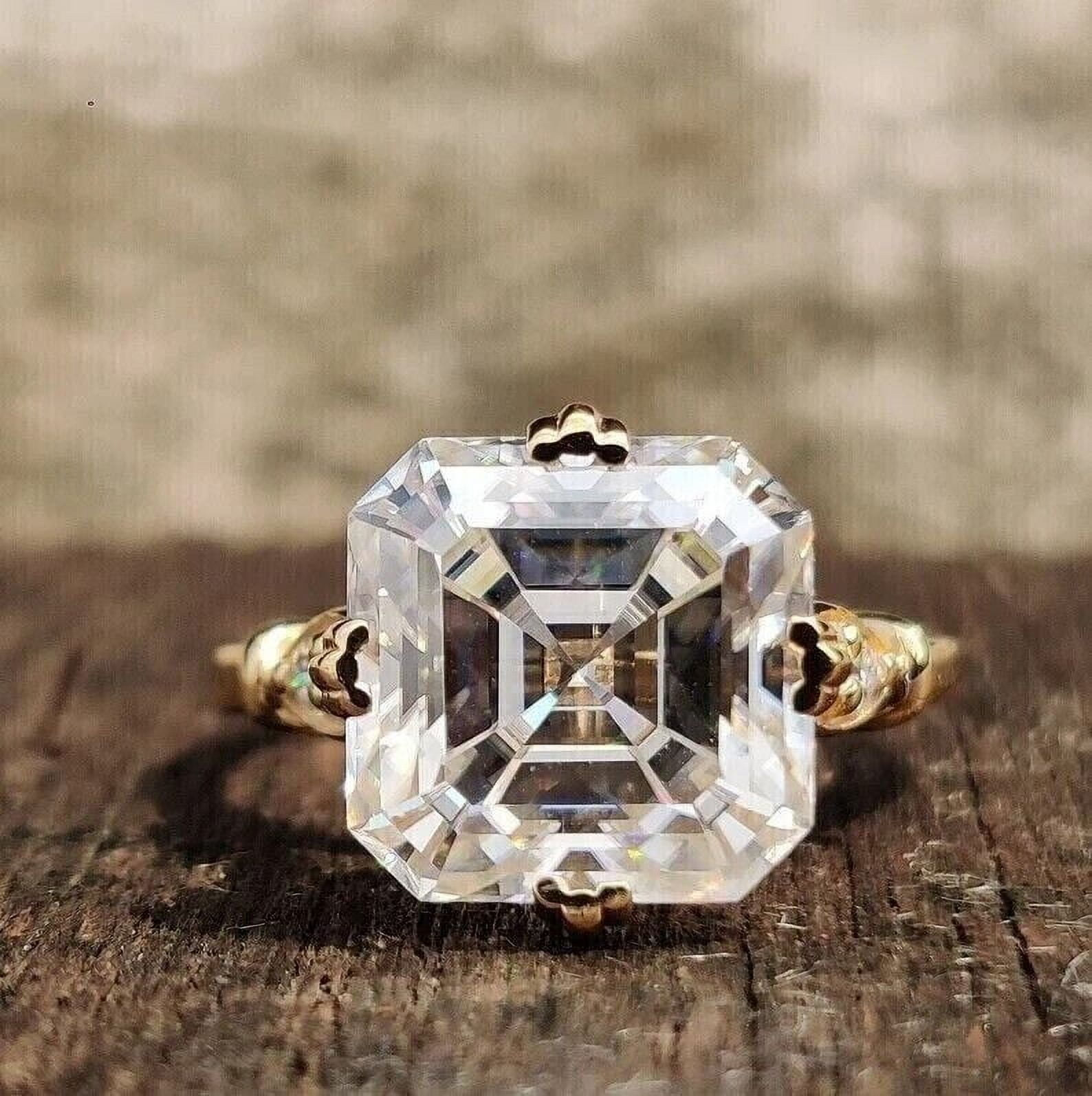 14K Rose Gold Plated Silver 3Ct Asscher Cut Lab Created Diamond ...