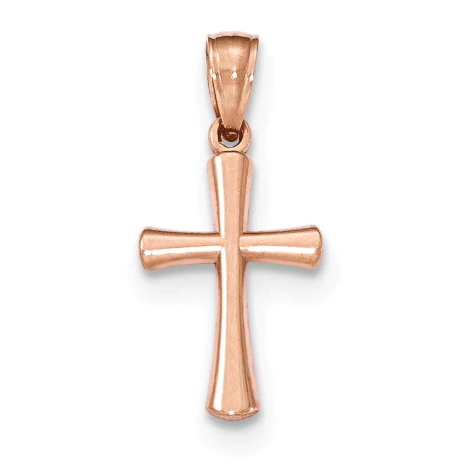 14K Rose Gold Polished Beveled Cross with Round Tips Charm K8524R ...