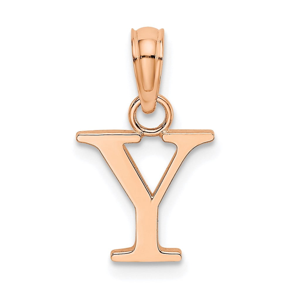14K Rose Gold Polished Block Letter Y Initial Pendant - Walmart.com