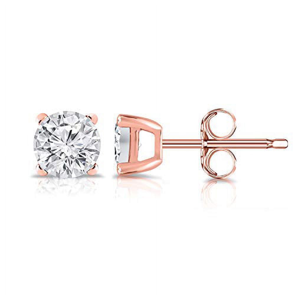14K Rose Gold Round Lab Grown Diamond Stud Earrings (0.20cttw, G-H, SI1 ...