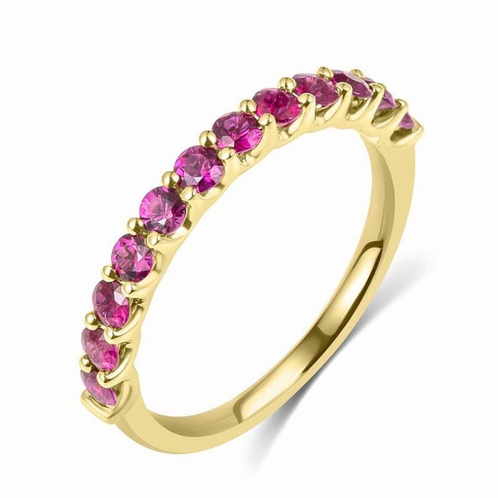 14K Ruby Claw Set Half Eternity Ring, Ruby Ring Handmade Stacking Minimal Gemstone Women Ring ...