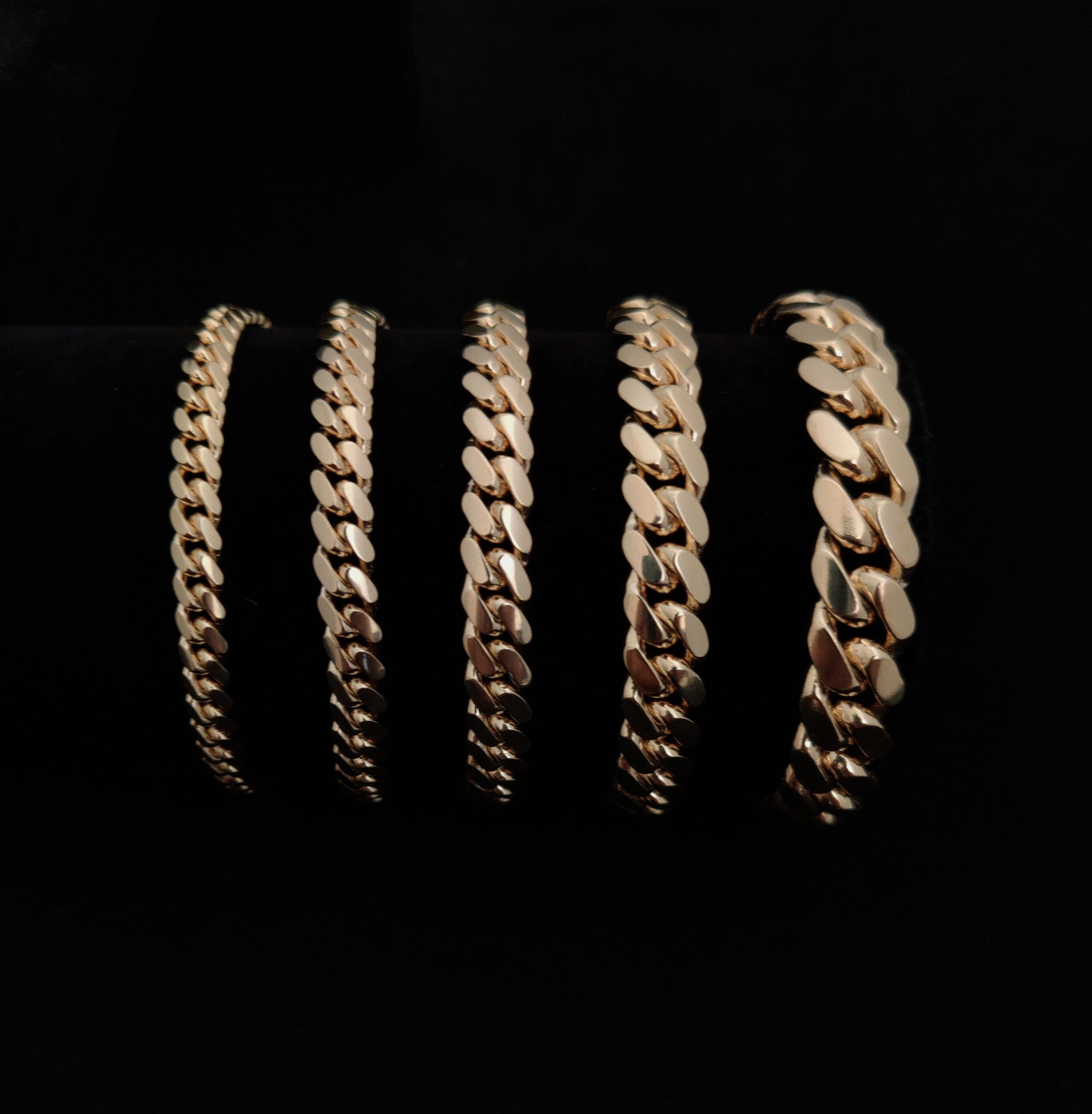 14K SOLID Gold 3mm-10mm Miami Cuban Chain Bracelet, Box Clasp Lock ...