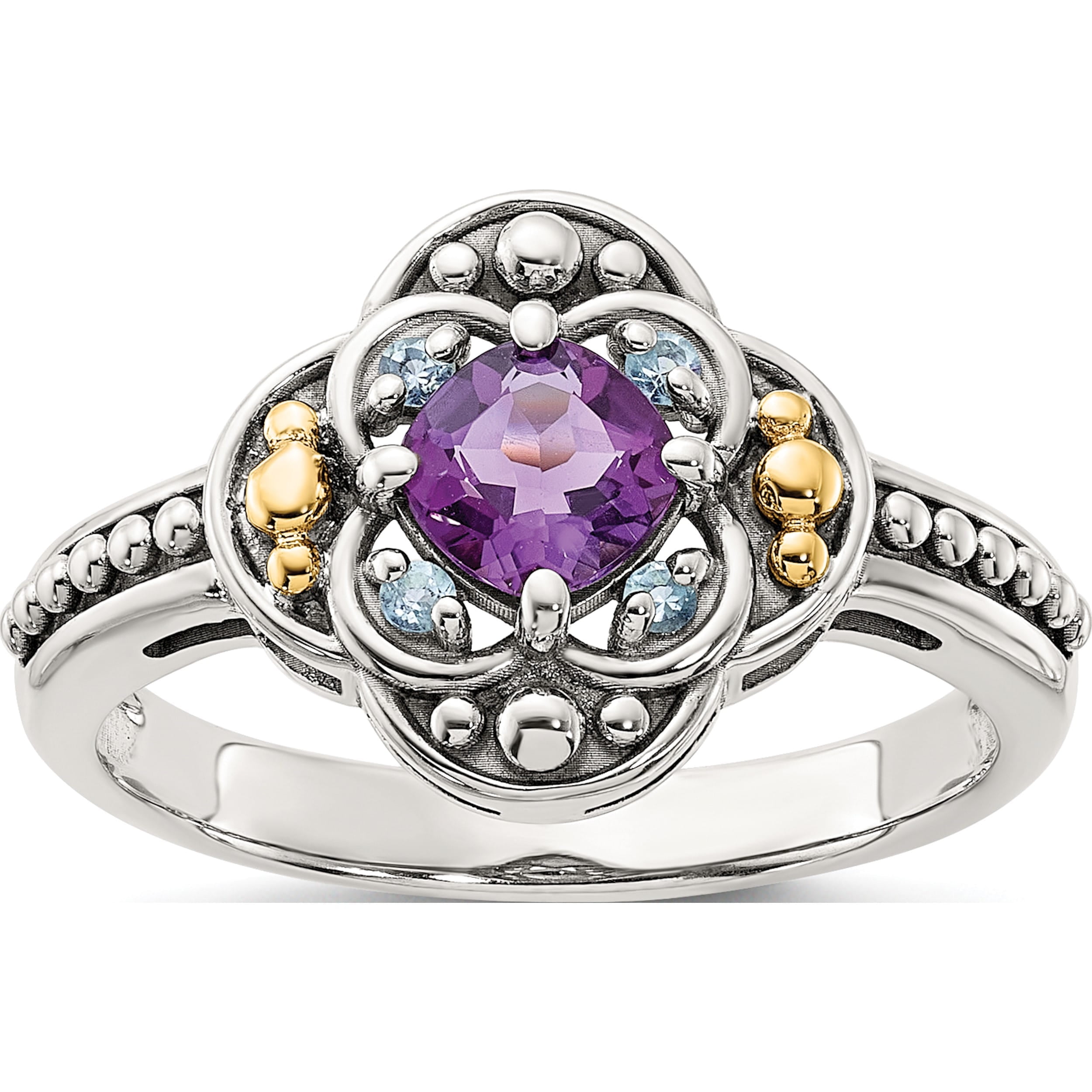 14K/Silver Two-Tone Shey Couture Sterling Silver With 14K Accent Antiqued .41 Amethyst ...