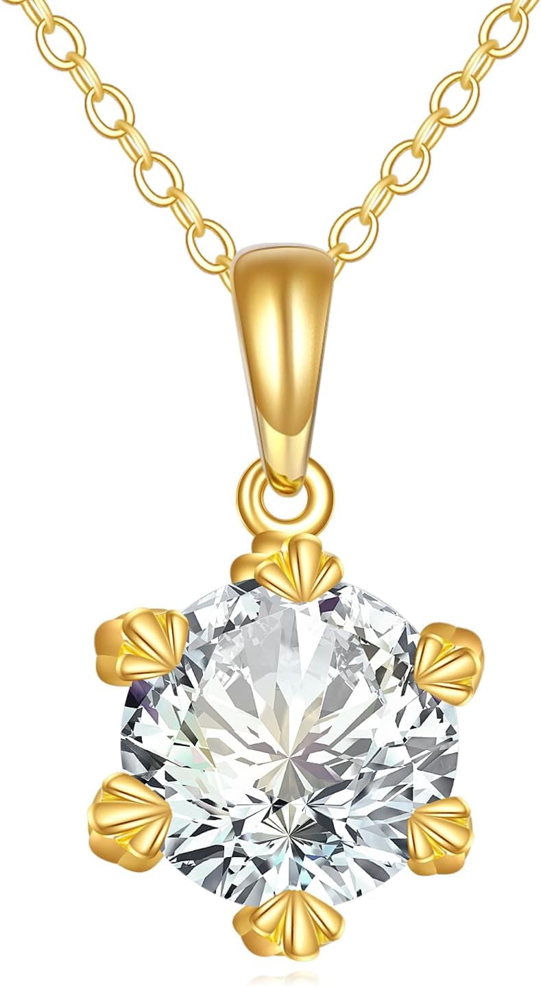 14K Solid Gold 2 Carat Moissanite Necklaces for Women Hexagon Pendant ...